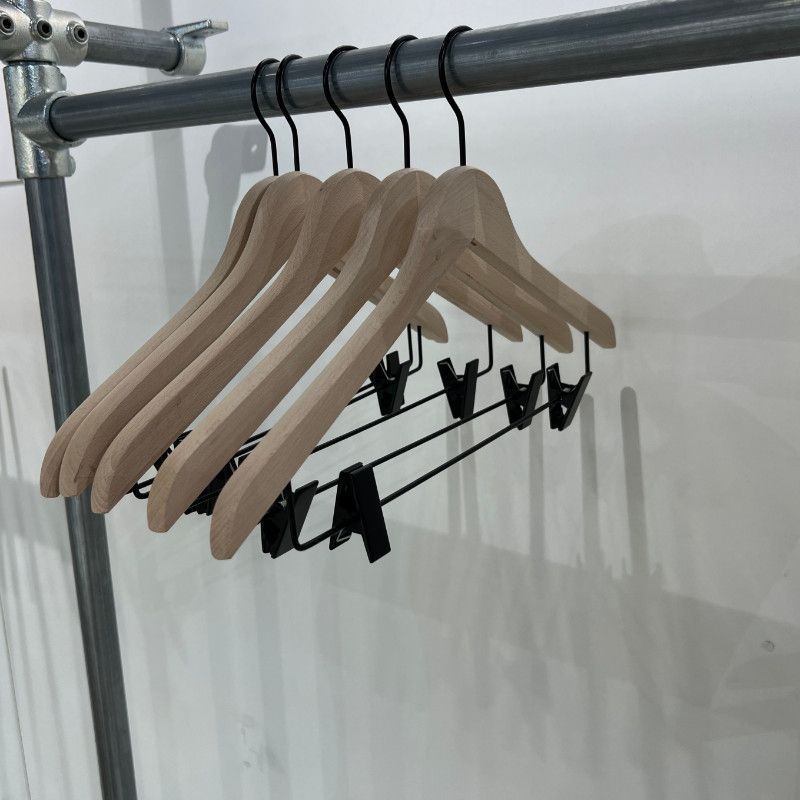 Gray wooden hangers store